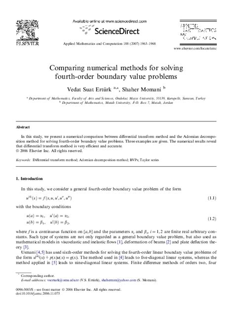 Pdf Comparing Numerical Methods For Solving Fourth Order Boundary