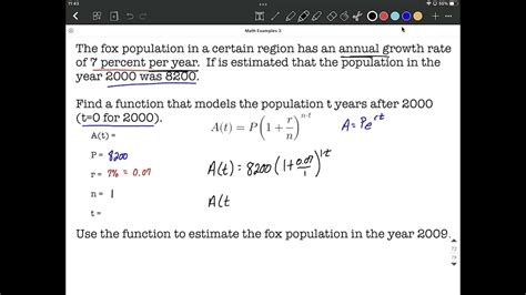 Modeling Exponential Functions Fox Population Youtube