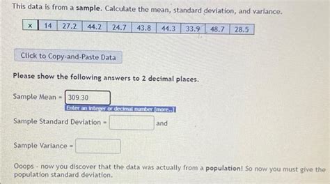 Solved This Data Is From A Sample Calculate The Mean Standard 1 Answer Transtutors