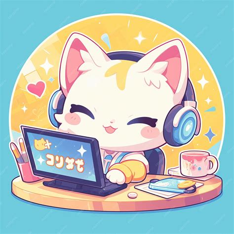 Premium Vector A Cute Cat Software Engineer Cartoon Style