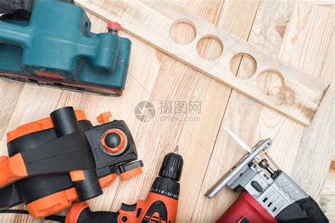 一套用于木工和件的手持式木工电动工具位于浅高清图片下载 正版图片503986865 摄图网
