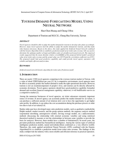 Tourism Demand Forecasting Model Using Neural Network Pdf