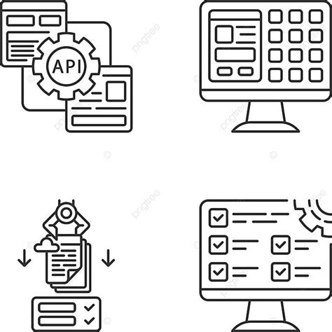 Rpa Linear Icons Set Service Stroke Tech Vector Service Stroke Tech PNG And Vector With