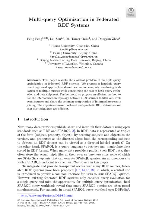 Pdf Multi Query Optimization In Federated Rdf Systems