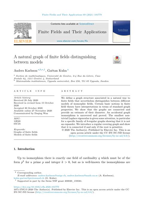 Pdf A Natural Graph Of Finite Fields Distinguishing Between Models
