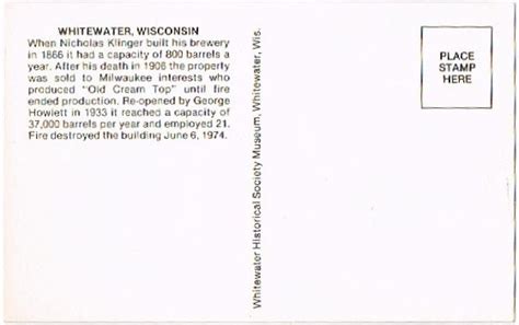 Item 17224 1974 Nicholas Klinger Brewery Factory Scene Post Card