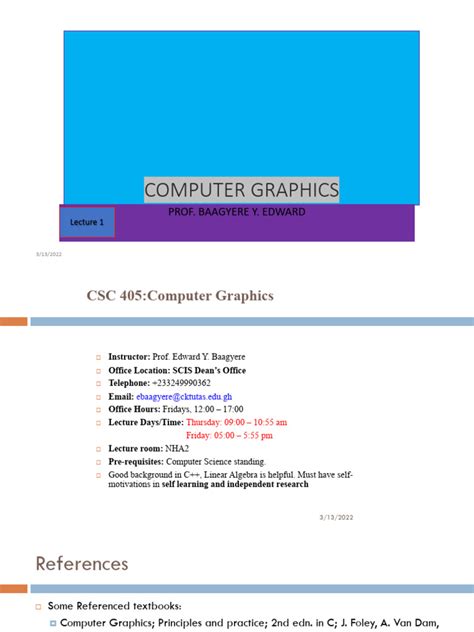 Computer Graphics Lecture 1 V2024 Pdf Computer Graphics 3 D