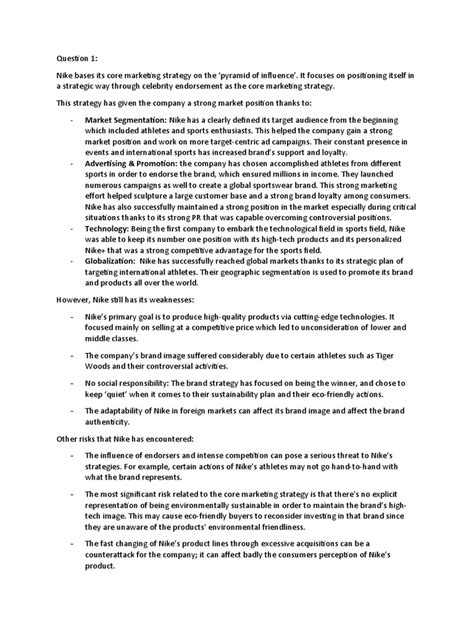 Assignment 1 Nike Pdf Brand Marketing Strategy