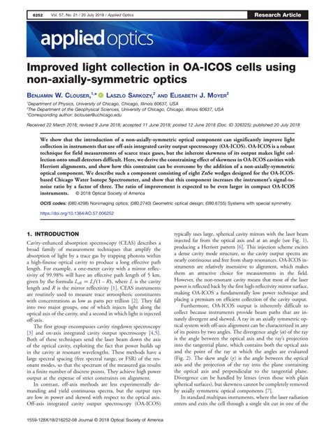 Pdf Improved Light Collection In Oa Icos Cells Using Non Axially Symmetric Optics