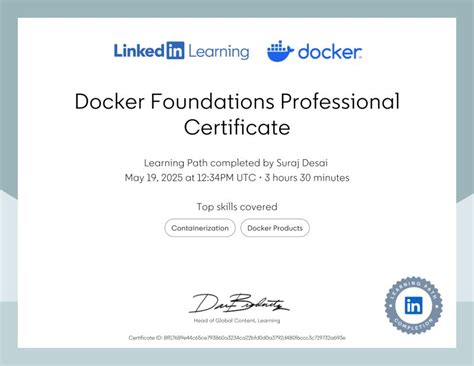 Just Finished The Learning Path “docker Foundations Professional Certificate” Suraj Desai