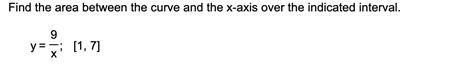 Solved Find The Area Between The Curve And The X Axis Over