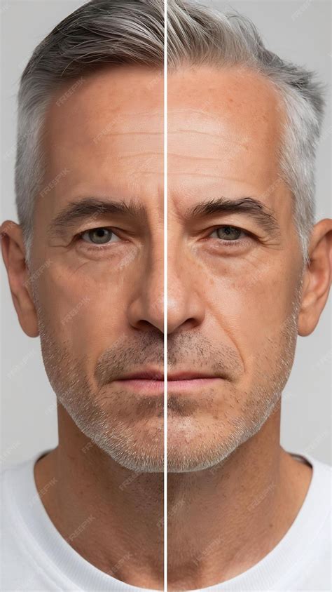Mature Man Before And After Plastic Surgery Operation On White