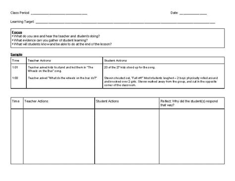 Low Inference Observation Notes Tracker By Nicole Feliciano Tpt