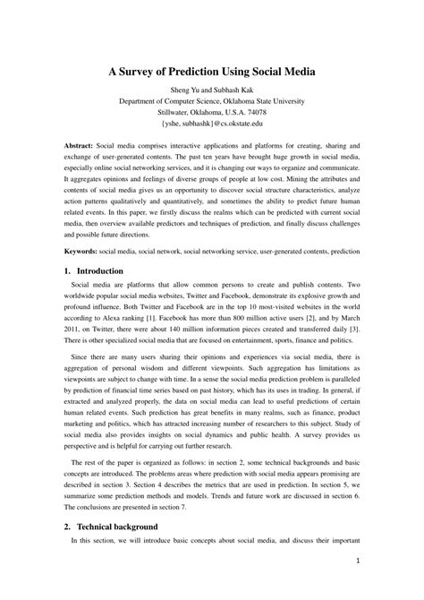 Pdf A Survey Of Prediction Using Social Media