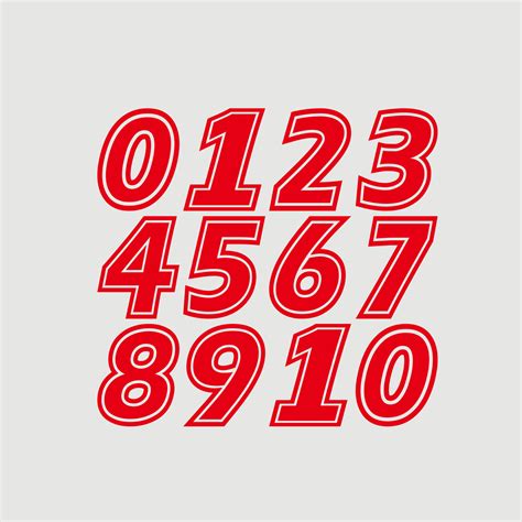 1 To 10 Sticker Number With Red Color 11870676 Vector Art At Vecteezy