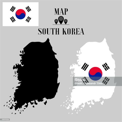 한국 개요 세계지도 국가 플래그와 윤곽 실루엣 벡터 일러스트 크리에이티브 디자인 배경에 고립 개체 요소 국가 설정에서 기호 가정