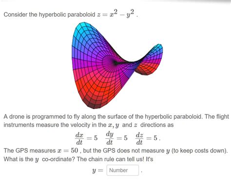 Consider The Hyperbolic Paraboloid Z 12 Y2 A Drone Is Programmed To