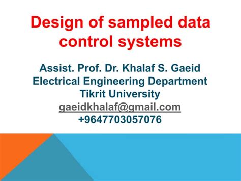 Design Of Sampled Data Control Systems 5th Lecture Pptx