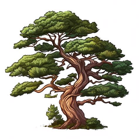 Premium AI Image A Cartoon Tree With A Twisted Trunk And Green Leaves