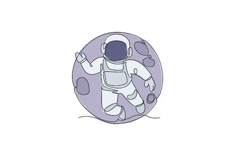 Premium Vector Single Continuous Line Drawing Of Science Astronaut In Spacewalk Flying Against