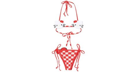 Gcds Hello Kitty Crochet Bikini In Red Lyst