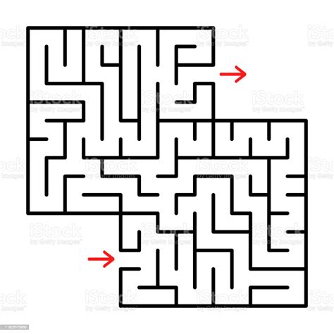추상 사각형 고립 미로 흰색 배경에 검은 색입니다 어린 아이들을위한 유용한 게임 간단한 플랫 벡터 그림입니다 도면을 위한 장소