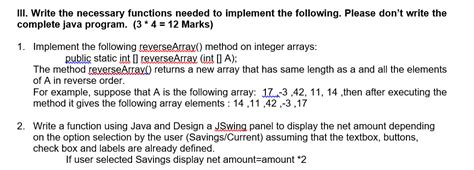 Solved Iii Write The Necessary Functions Needed To