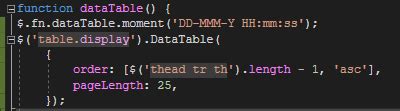 Get Index Of Last Column DataTables Forums