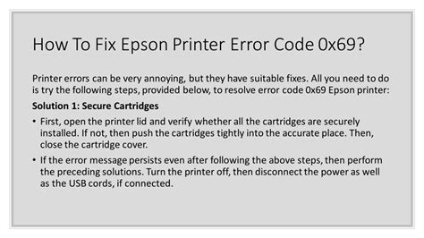 Ppt Steps To Fix Epson Printer Error Code 0x69 Powerpoint Presentation Id 8339337