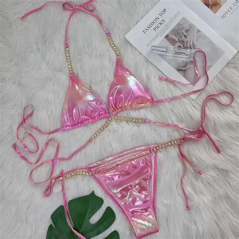 Bikinis Sexis 2024 Traje De Baño Con Diamantes De Imitación Para Mujer