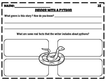 F P Guided Reading Grade 2 Level I Dinner With A Python By Project Based Living