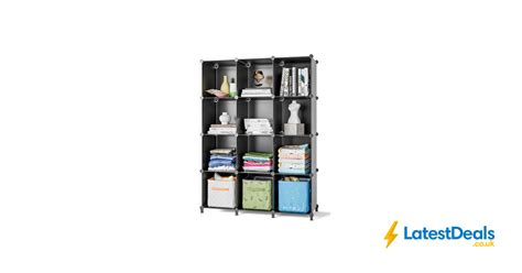 Funlax 12 Cube Stackable Storage Organizer Black £17 50 At Amazon