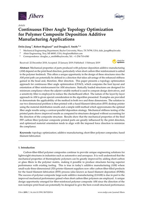 Pdf Continuous Fiber Angle Topology Optimization For Polymer Composite Deposition Additive