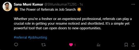 muni kumar sana on linkedin jobsearch careeradvice networking referrals