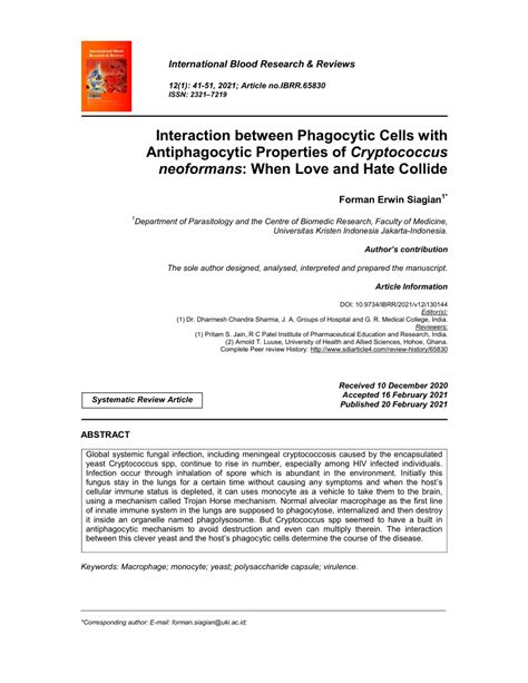 Pdf Interaction Between Phagocytic Cells With Antiphagocytic Properties Of Cryptococcus