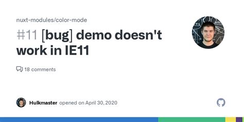 [bug] demo doesn t work in ie11 · issue 11 · nuxt modules color mode