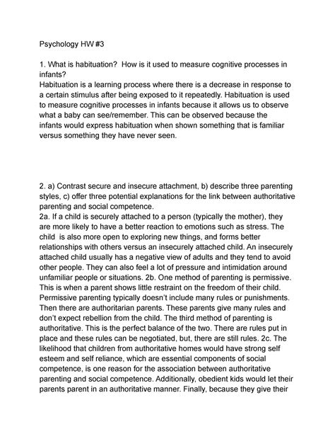 Psychology HW 3 Homework Assignment Due Friday September 23 Fun Homework 3 Psychology HW