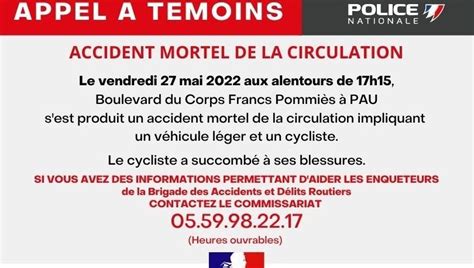 La Police Lance Un Appel à Témoins Après Un Accident Mortel à Pau Ici