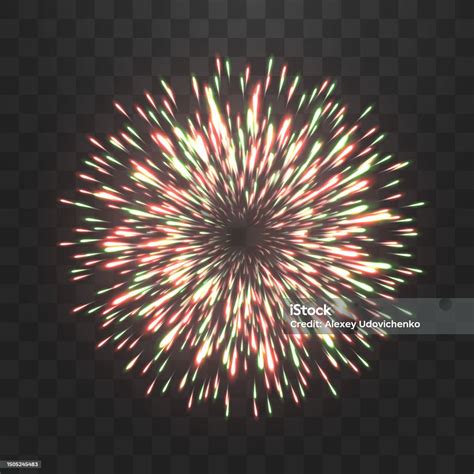 밝게 빛나는 불꽃 놀이가있는 축제 불꽃 놀이 섣달 그믐 날 불꽃 놀이 현실적인 불꽃과 폭발 화려한 불꽃 놀이가 보여줍니다 투명한 배경에 고립 된 벡터 12월 31일에 대한