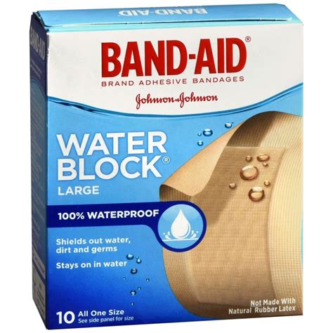 Band Aid Water Block Adhesive Bandages Large 10 Ea Medcare