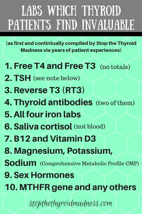 Recommended Labwork Stop The Thyroid Madness