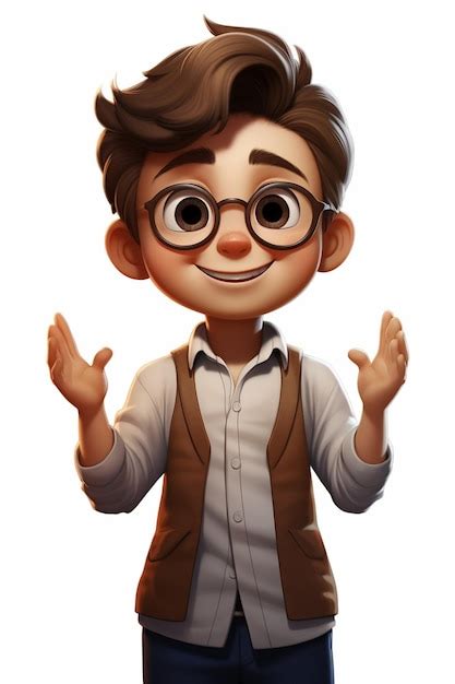 Cartoon Character Of A Man With Glasses And A Vest Generative Ai