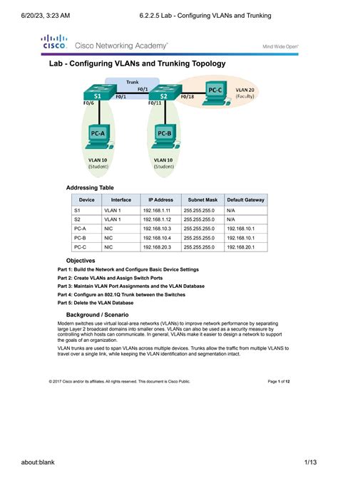 SOLUTION 6 2 2 5 Lab Configuring Vlans And Trunking Studypool