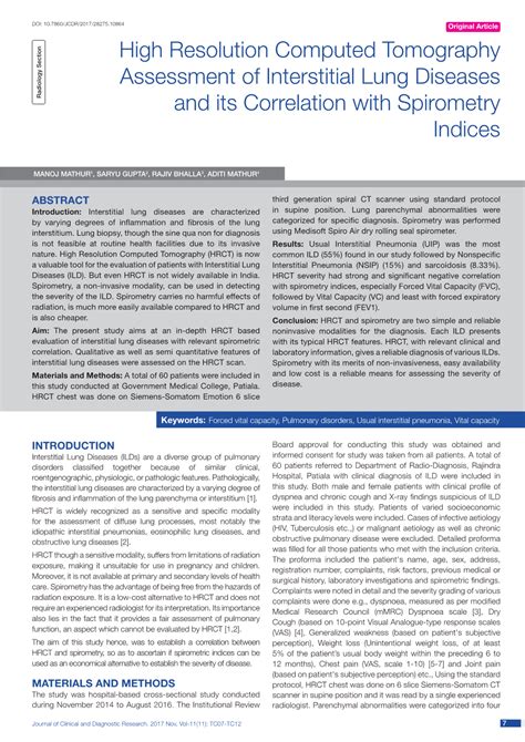 High Resolution Computed Tomography Assessment Of Interstitial Lung Diseases And Its Correlation