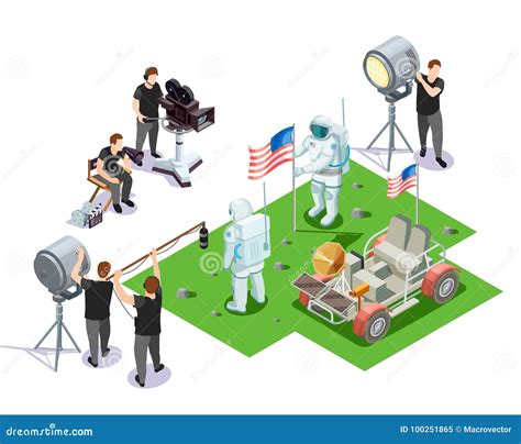Operators Isometric Composition Stock Vector Illustration Of Cinema