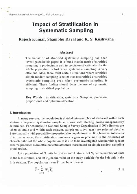 Pdf Impact Of Stratification In Systematic Sampling