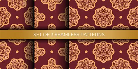 장식 장식으로 부르고뉴와 옐로우 원활한 패턴을 설정합니다 배경 인쇄물 의류 및 섬유에 적합합니다 벡터 그림입니다 0명에 대한 스톡 벡터 아트 및 기타 이미지 Istock