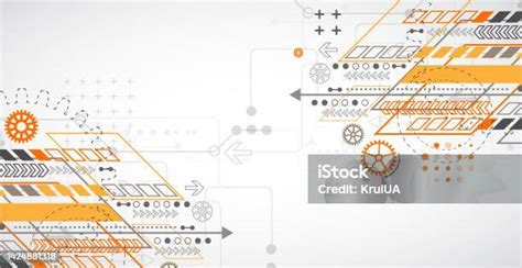 기술 및 과학 주제에 대한 추상적 인 배경 텍스트 아래에 있는 장소가 있는 다양한 테크노 디테일이 있는 플렉서스 효과 벡터 형식입니다 It 지원에 대한 스톡 벡터 아트 및