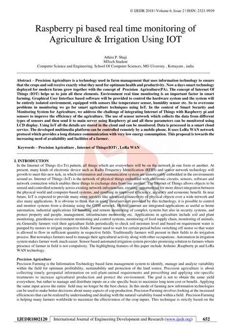 Pdf Raspberry Pi Based Real Time Monitoring Of Agriculture