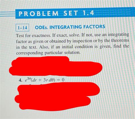 Solved Problem Set 14 ﻿odes Integrating Factorstest For